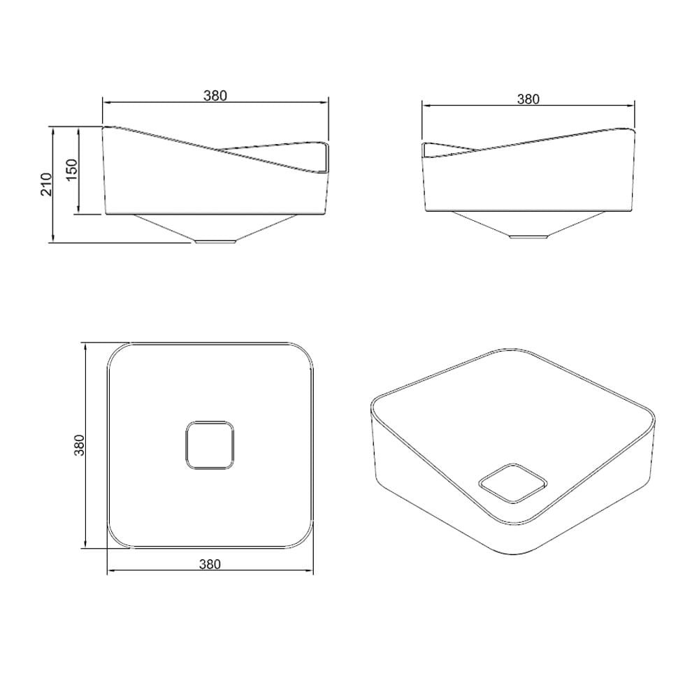 Cuba De Sobrepor Quaza 38x38x15cm Branco Brilhante - Badenza